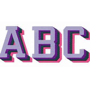 Extra Shadow Pop Art Varsity Block Shadow Font Embroidery Alphabet ...