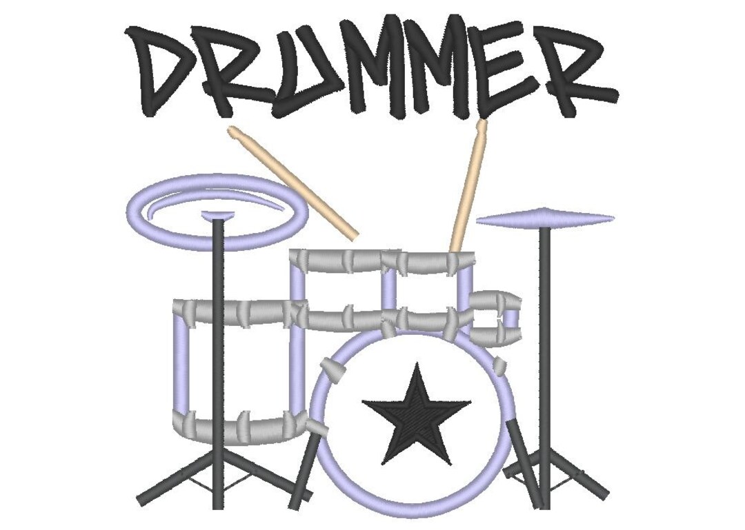 Drummer and Drum Machine Embroidery Applique Designs for Hoop 4x4, 5x7 ...