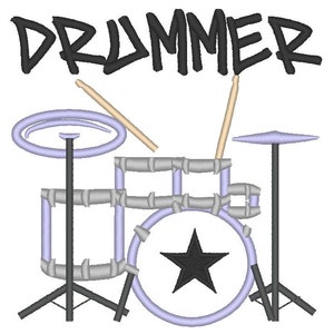 Drummer and Drum Machine Embroidery Applique Designs for Hoop 4x4, 5x7 ...