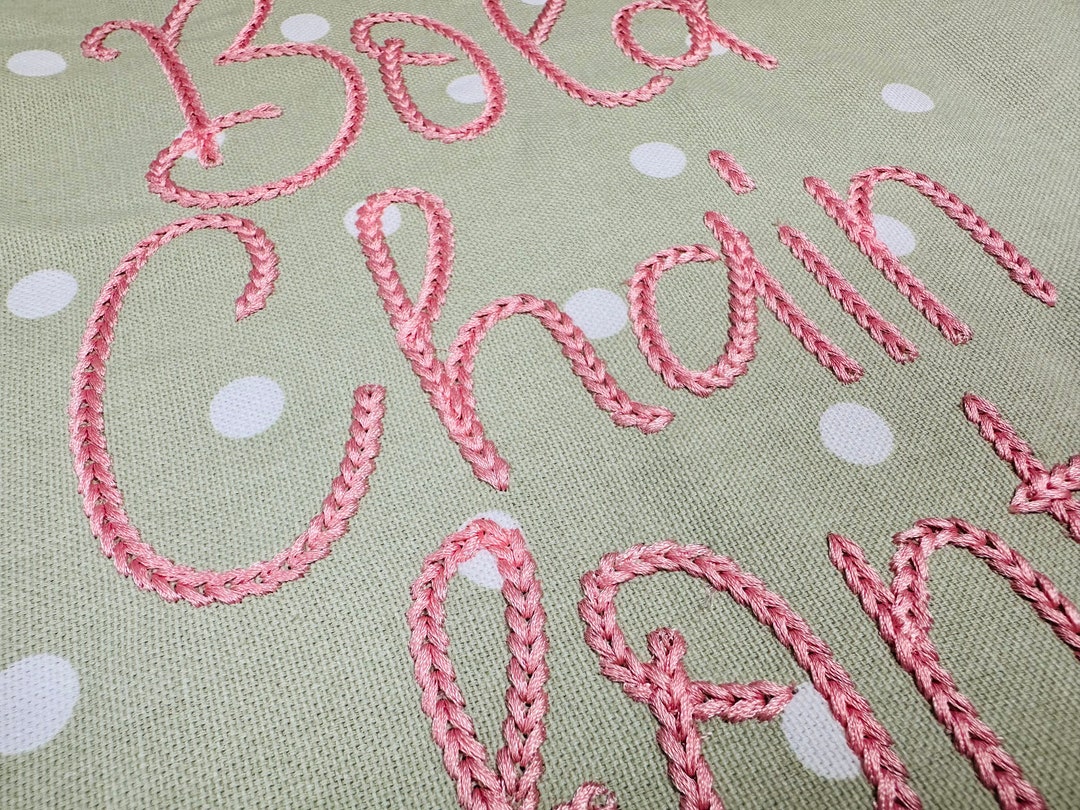 Narrow Bold Authentic Hand Chain Stitch FONT Machine Embroidery Designs ...