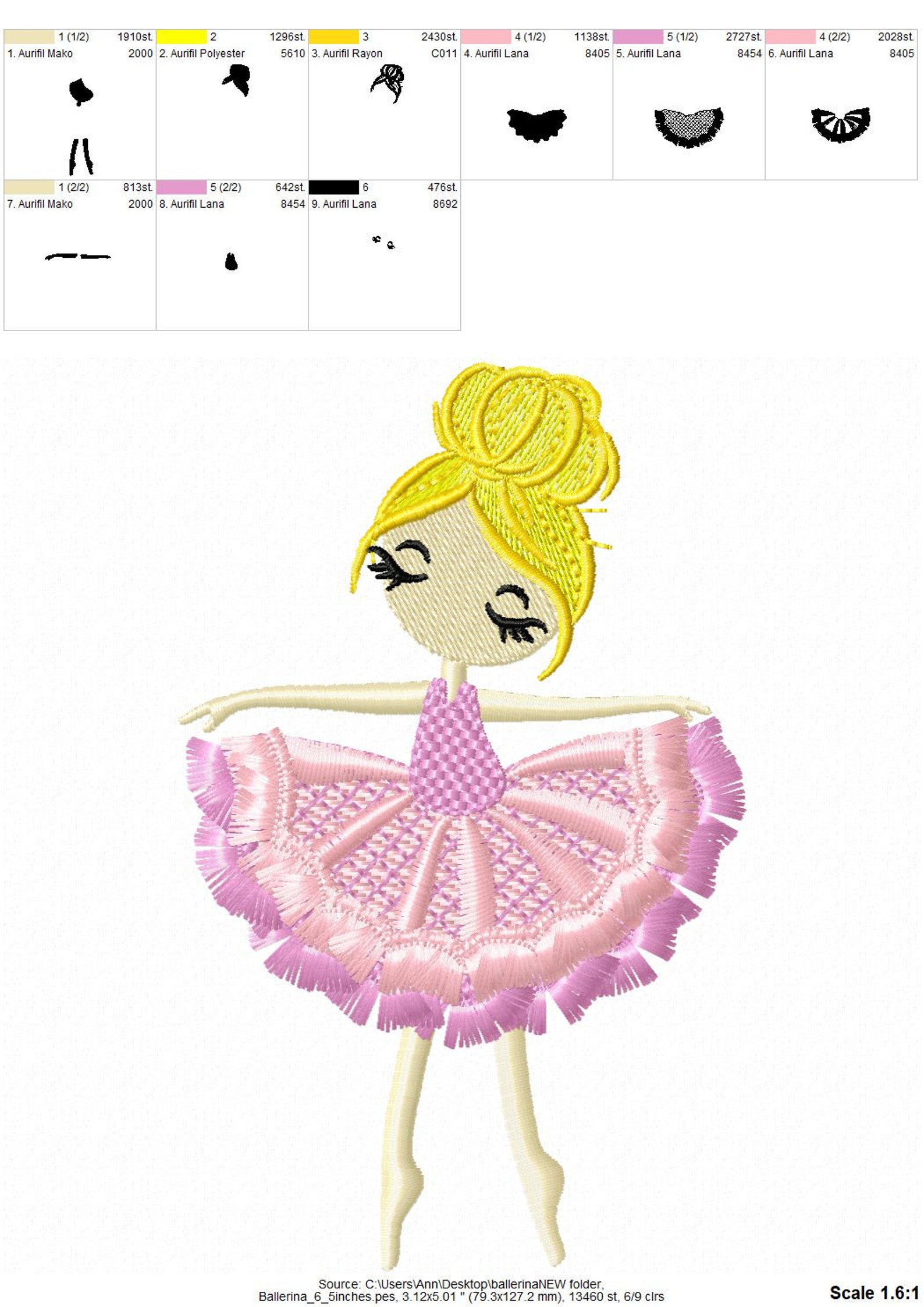 Fringed Fluffy Chenille Ballerina Dancer Machine Embroidery Designs for ...