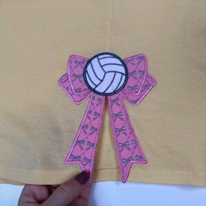 Volleyball Ball Bow Applique Side Bow Machine Embroidery Designs Ribbon ...