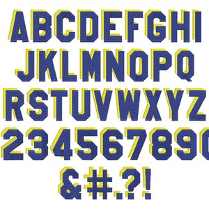 Varsity Collegiate Block Type Shadow Font Fill Stitch Machine ...