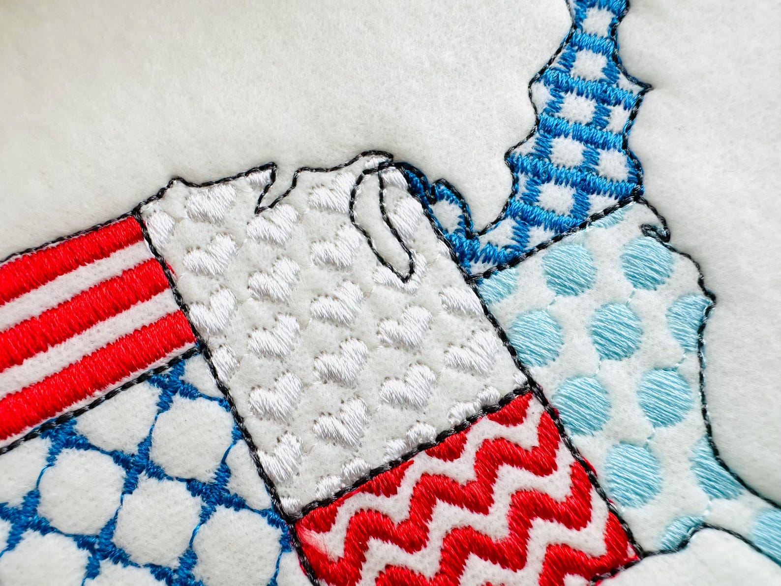Patchwork USA States US Map Silhouette Outline Patterned Machine ...