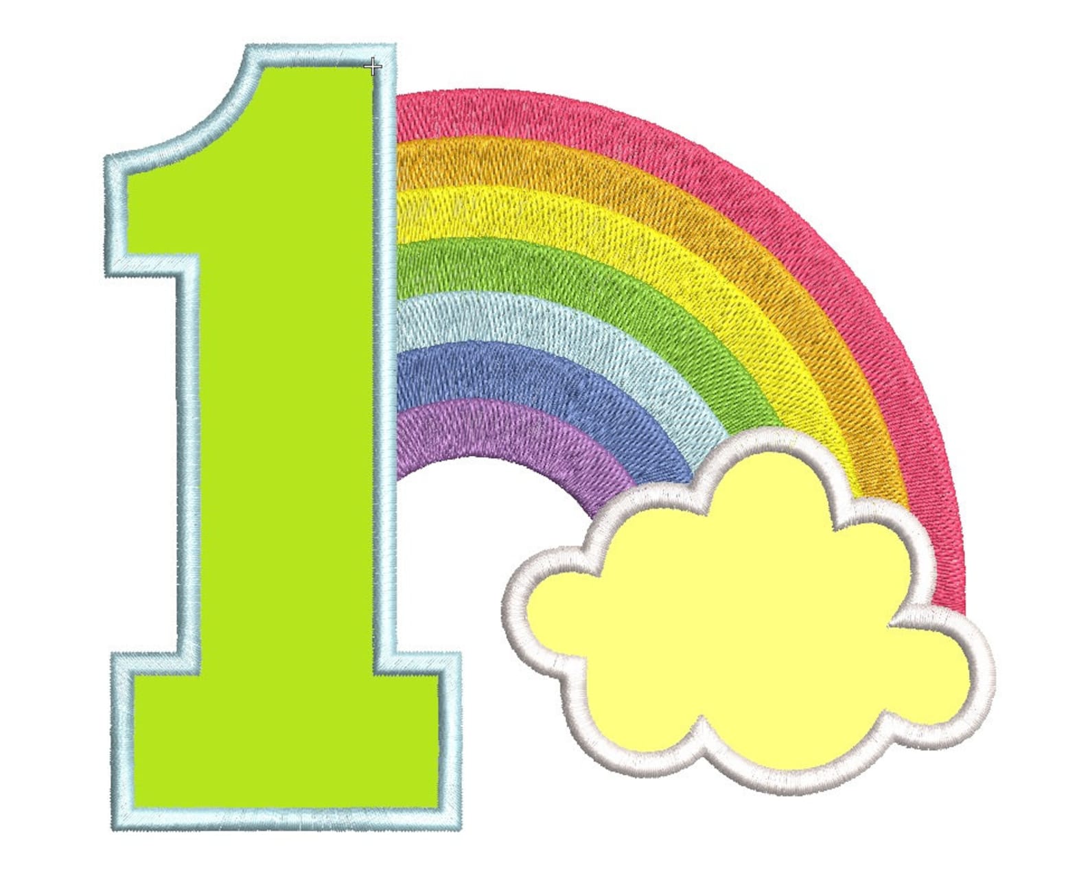 Rainbow in Cloud Birthday Number 1 ONE Machine Embroidery | Etsy