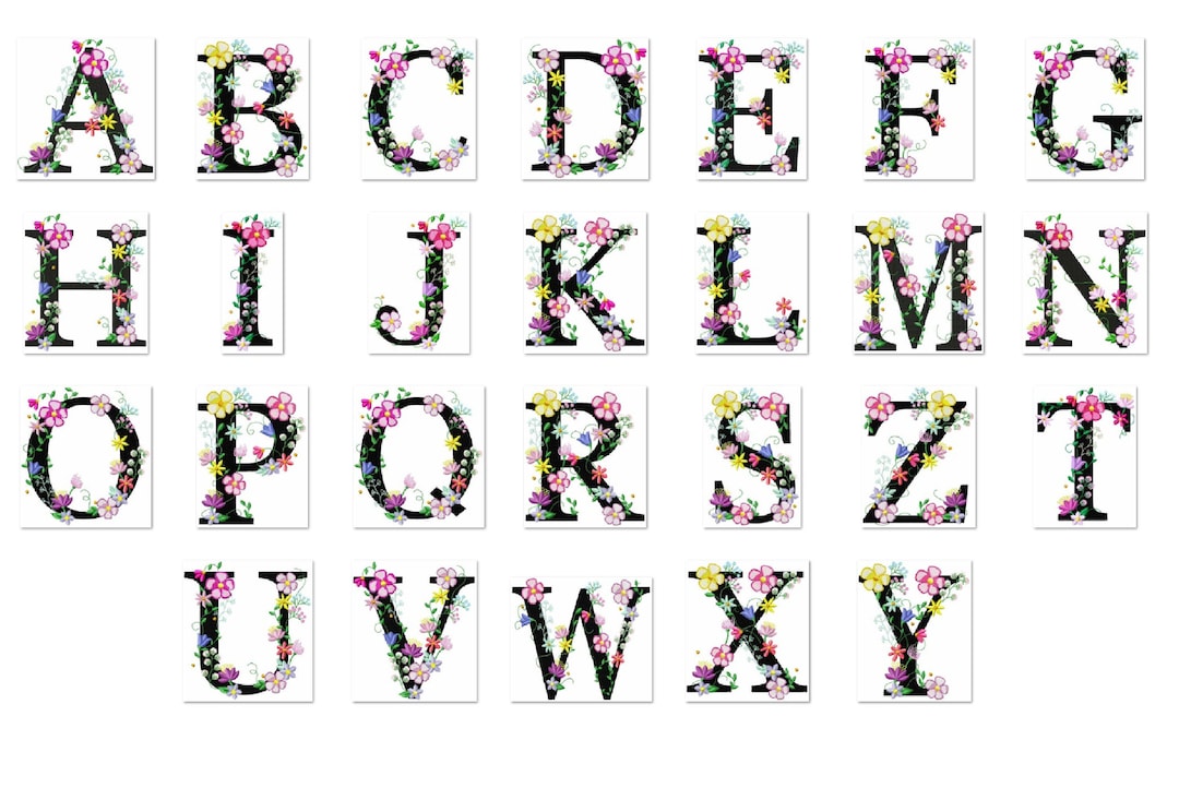 Floral Whole Alphabet Garden Flag Monogram Lace Swirl Flowers Block ...