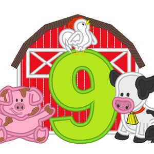 Farm Birthday Numbers WHOLE Set 1-9 With Cow Pig Horse and Rooster Cute ...