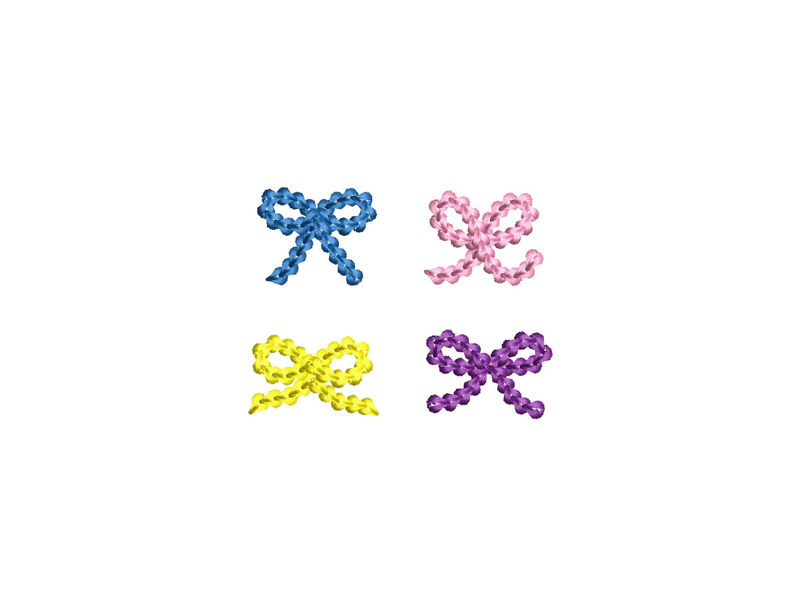 Chain Stitch Bow SET of 4 Types Bold Chain Stitch Ribbon Bows Machine ...