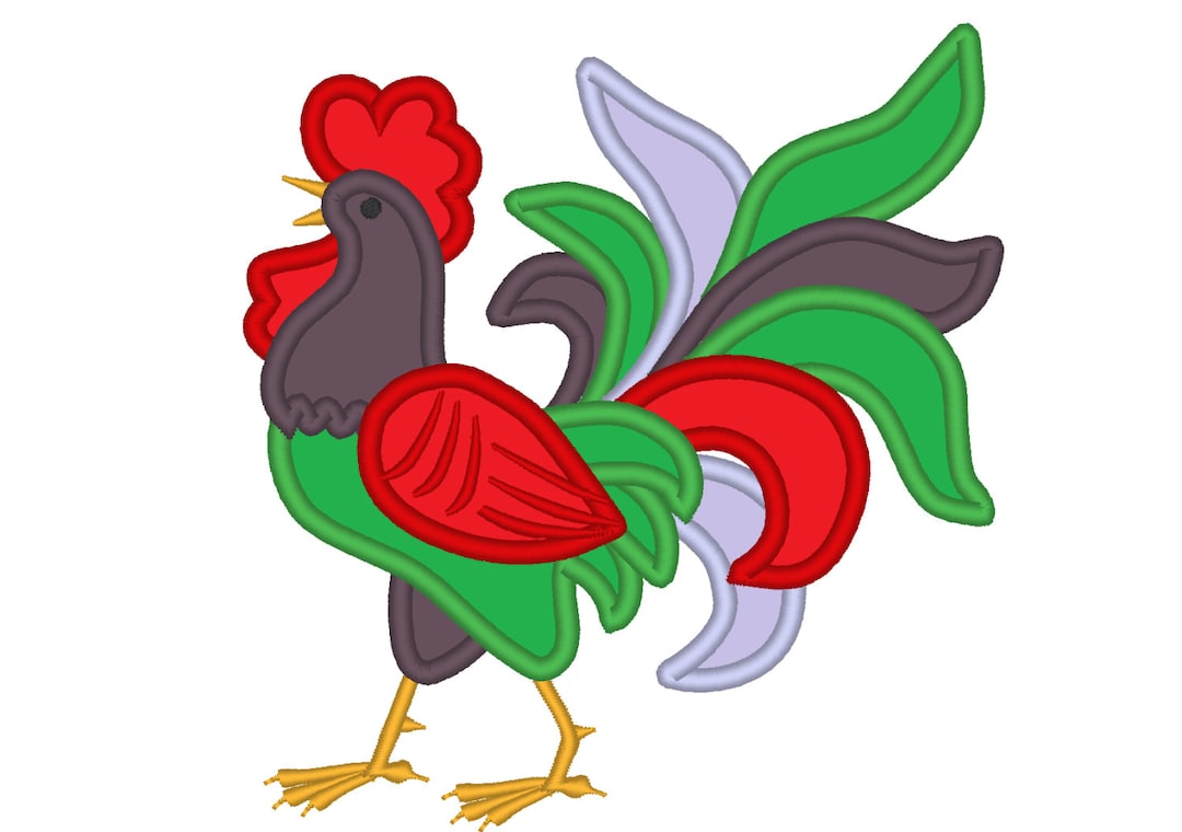 Rooster - Machine Embroidery Applique and Fill Stitch Designs INSTANT ...