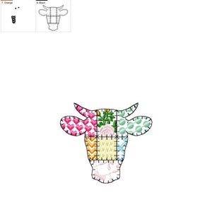 Patchwork Cow Head Patterned Cow Face Machine Embroidery Designs Many ...