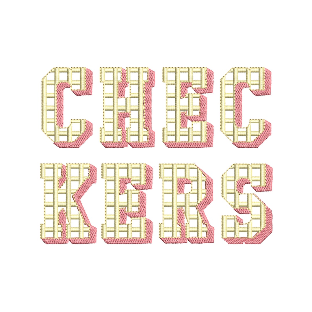 Checkers Patterned Font 3 Three Colors Shadow Alphabet Letters and ...
