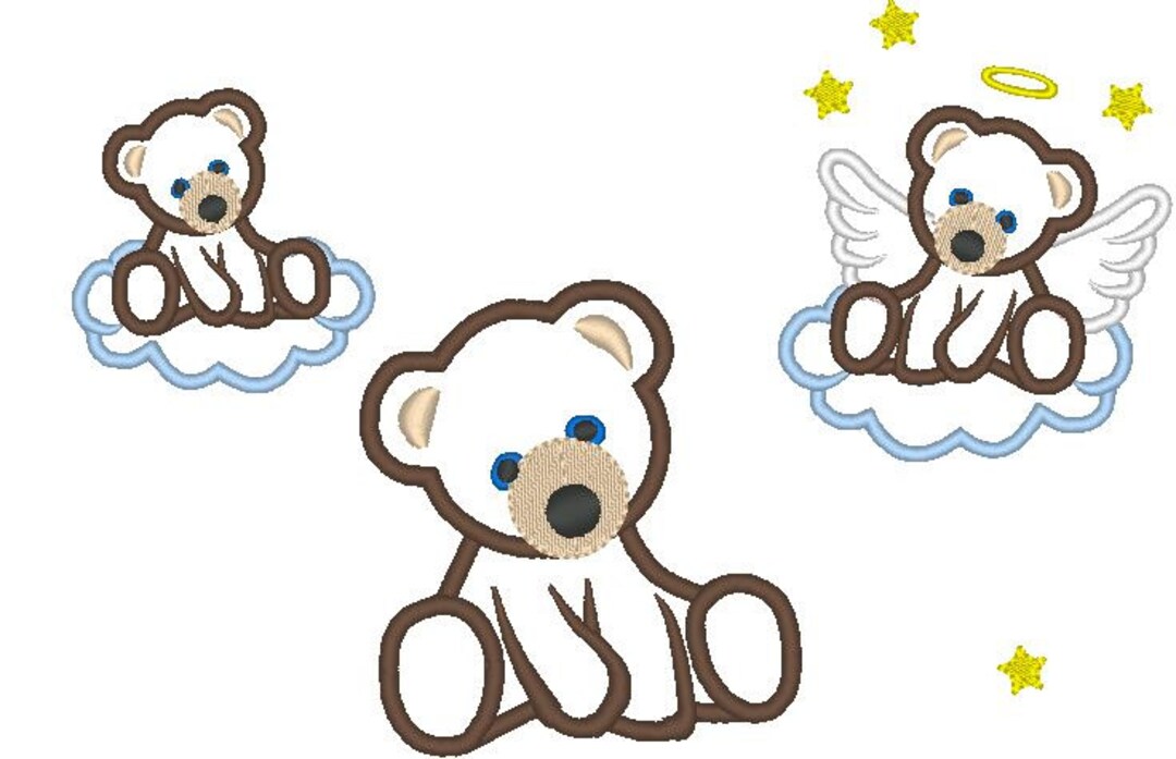 Bear, Bear Angel Machine Embroidery Applique Design, 4x4, 5x7 and 6x10 ...