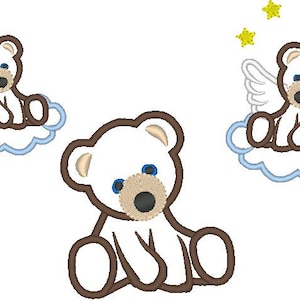 Bear, Bear Angel Machine Embroidery Applique Design, 4x4, 5x7 and 6x10 ...