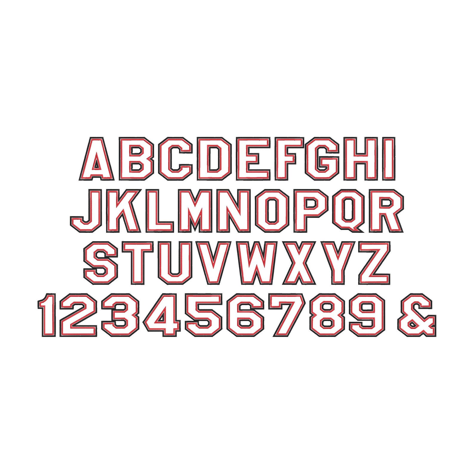 Varsity Collegiate Athletic Block Type Font Machine Embroidery Designs ...