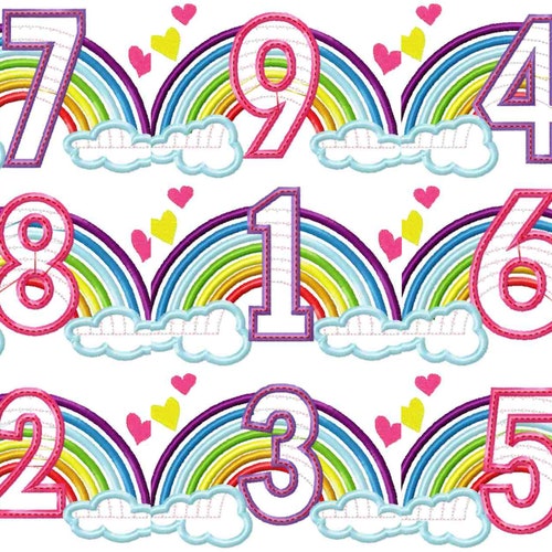 Cute Rainbow Birthday Number 1 ONE Machine Embroidery Applique - Etsy