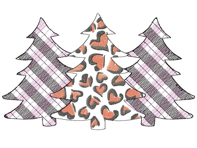 Gingham Tartan Plaid and Extraordinary Leopard Print Tree Trio, Machine ...