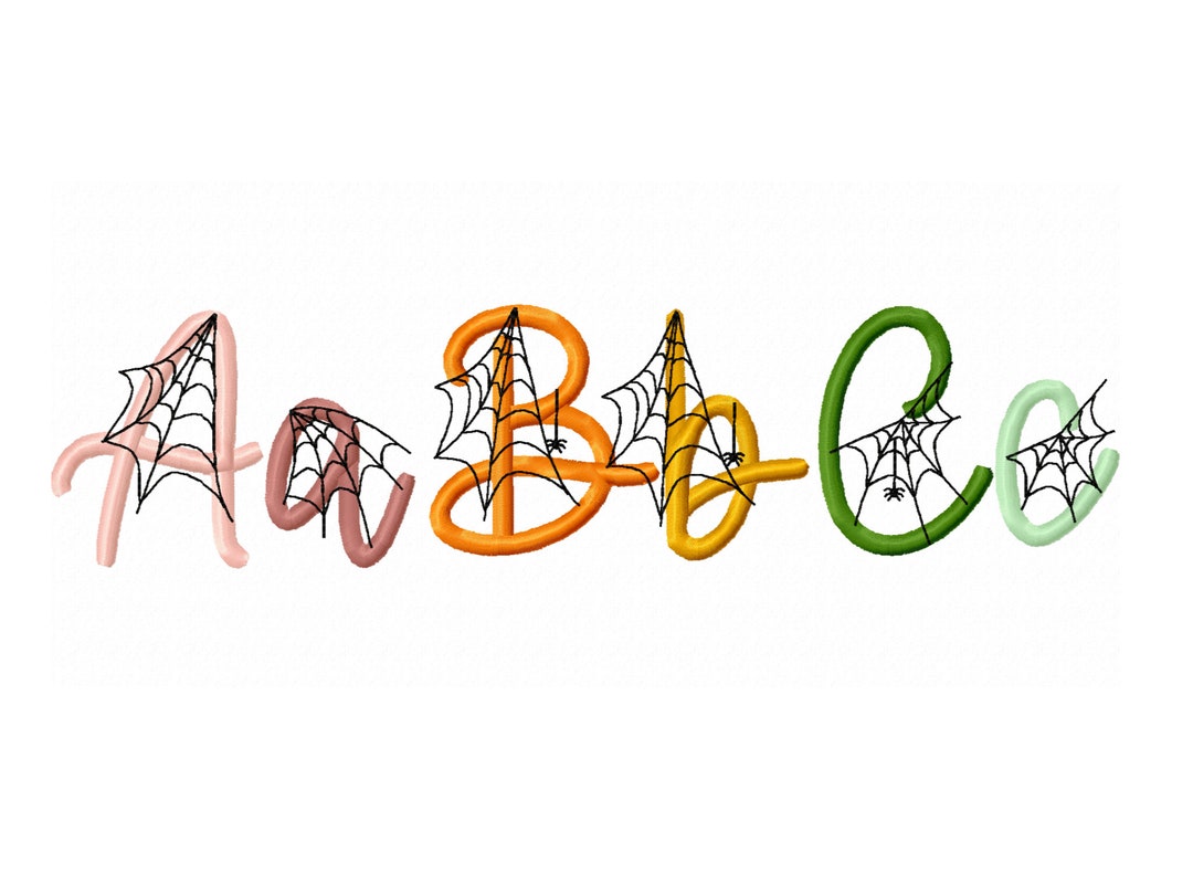 Spiderweb Font Embroidery Spider's Web Alphabet Halloween Cobweb Spooky ...