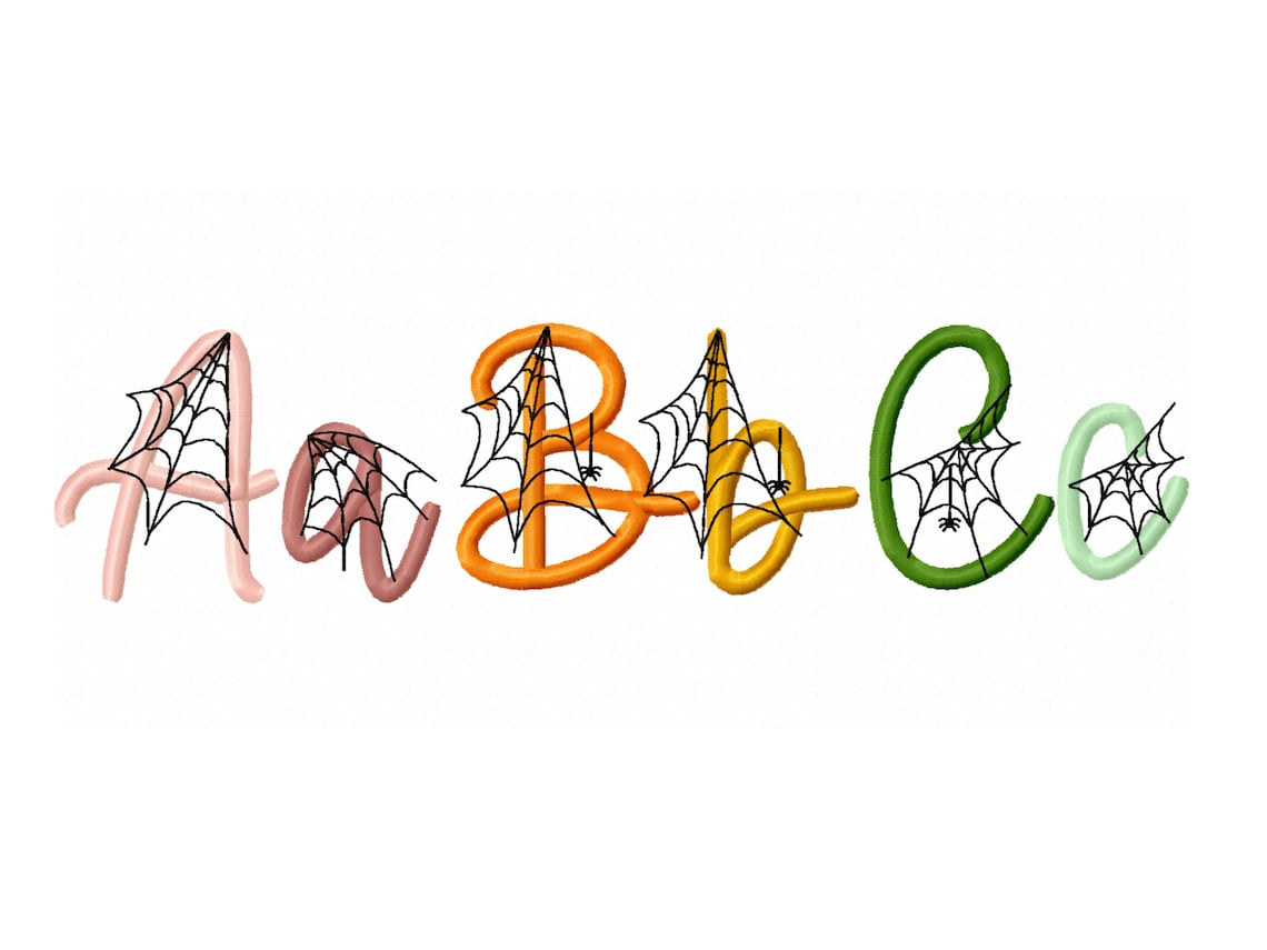 Spiderweb Font Embroidery Spider's Web Alphabet Halloween Cobweb Spooky ...