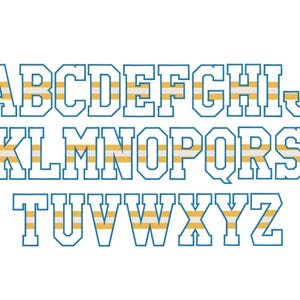 Striped Varsity Sports FONT Applique Striped Alphabet Monogram Letters ...