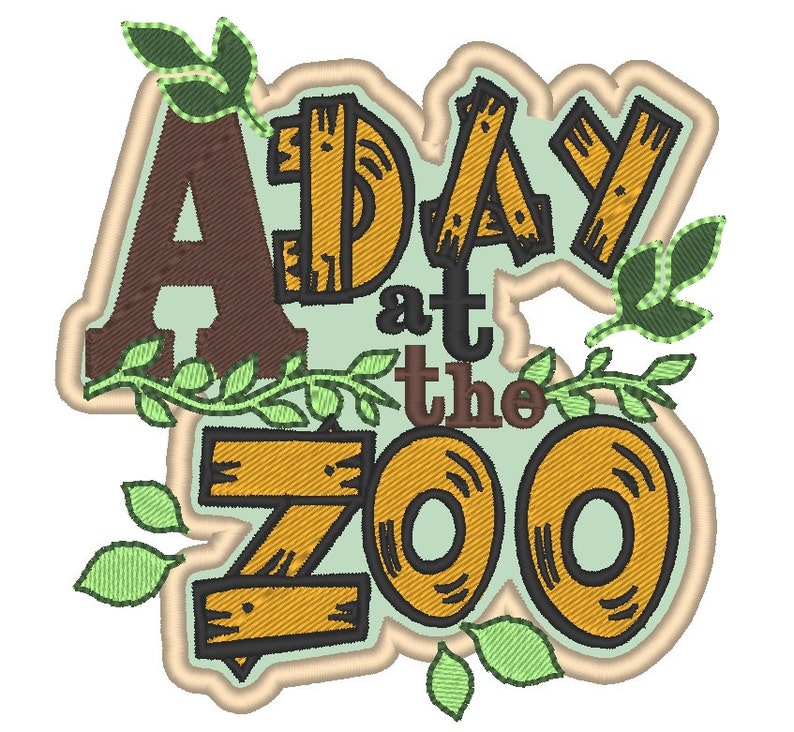 A Day at the Zoo Title Patch Machine Embroidery Applique - Etsy
