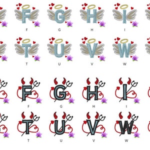 DISCOUNT 30 % Devil and Angel Whole Alphabet, Font, Monograms, Machine ...