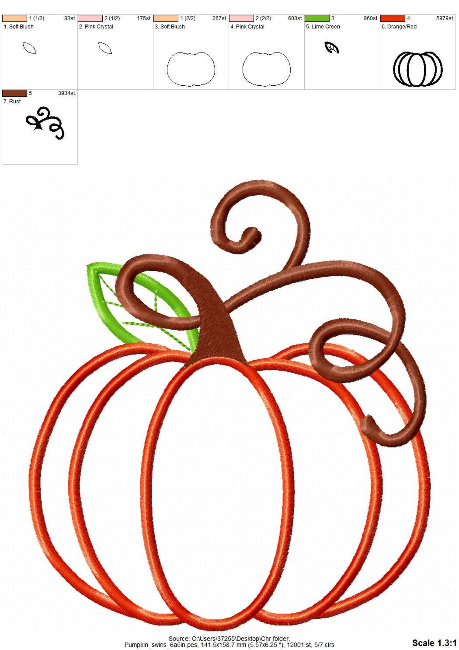 Classic Pumpkin Applique Design ~ Fall Pumpkin Awesome Autumn ...