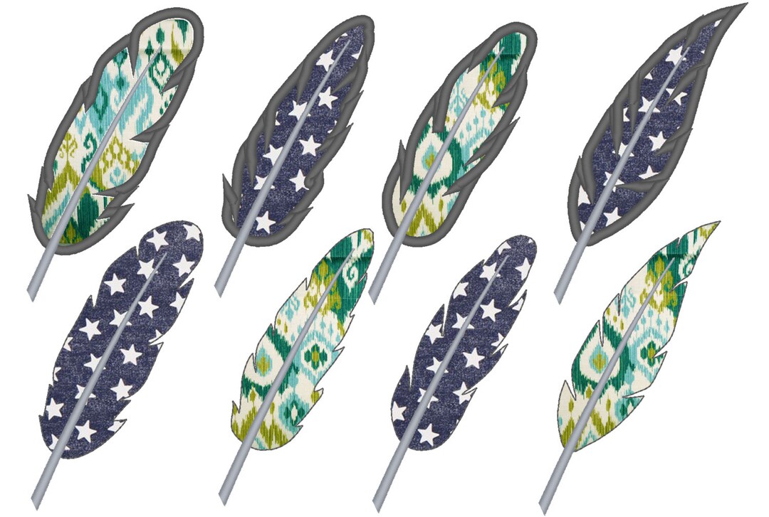 Feathers, Single Feather 4 Types Applique Machine Embroidery Designs in ...