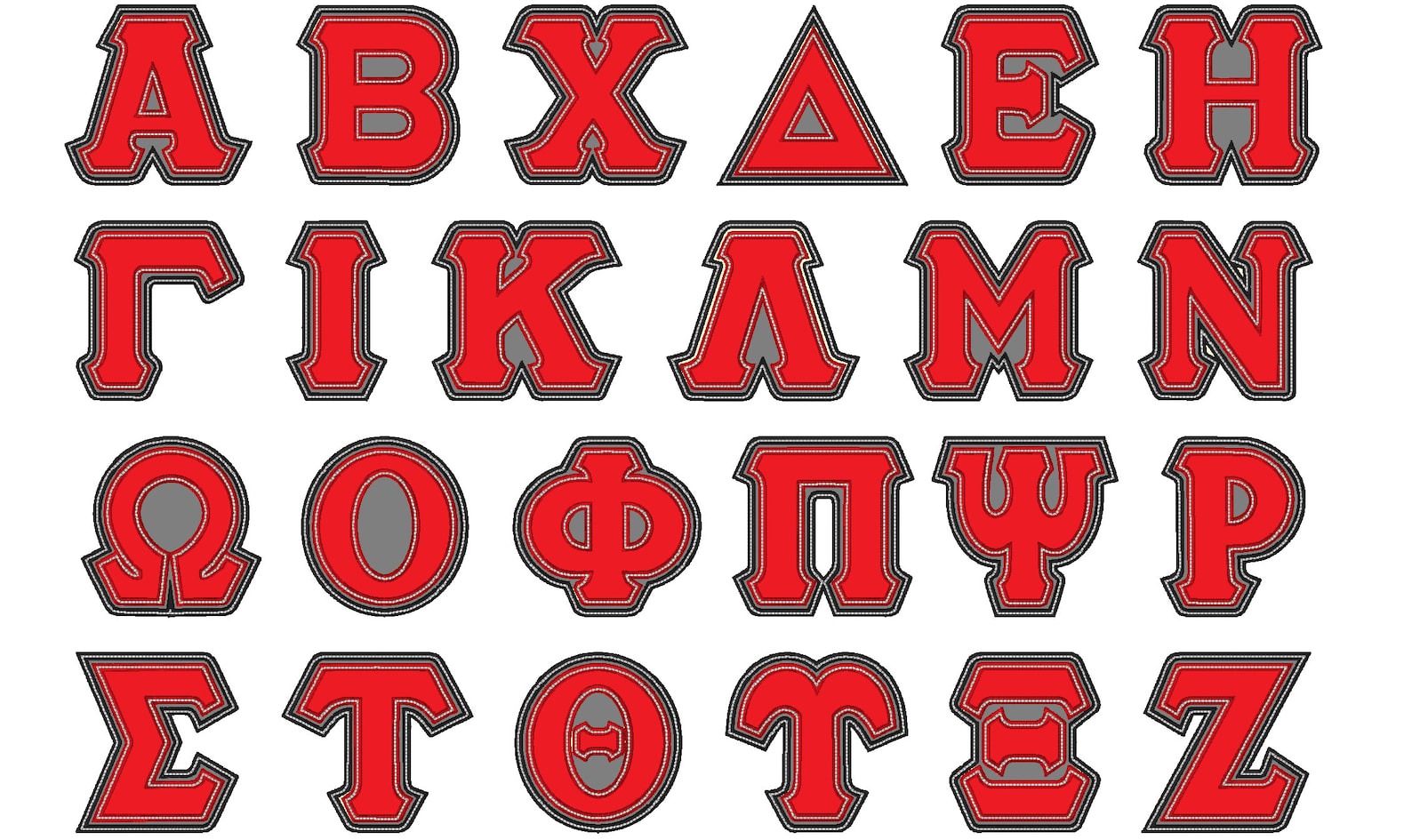 NEW Greek 2 Layers Sororities Whole Alphabet Classic SATIN Applique ...