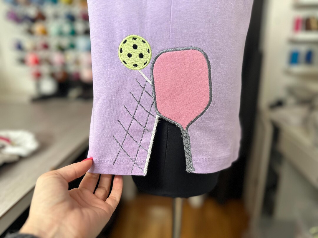 Sports Pickleball Ball Split Seam Side Bow Applique Machine Embroidery ...