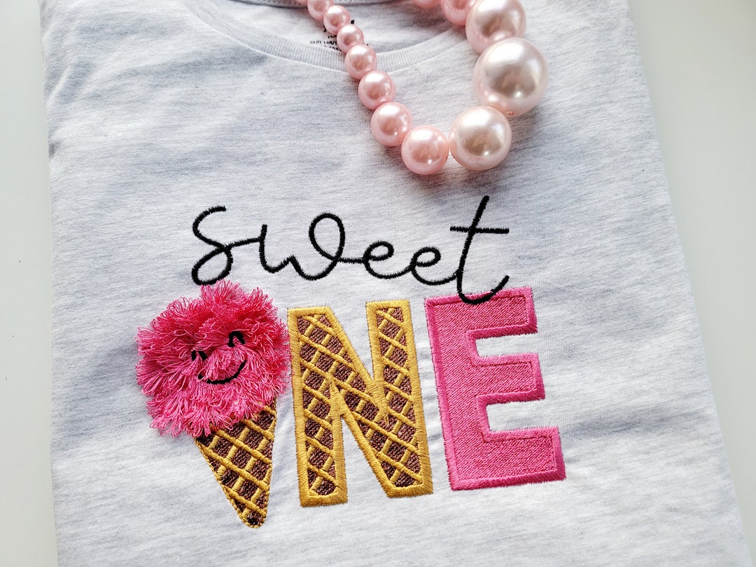 Sweet One Written Birthday Number Fringed Chenille Fur Fluffy Ice-cream ...