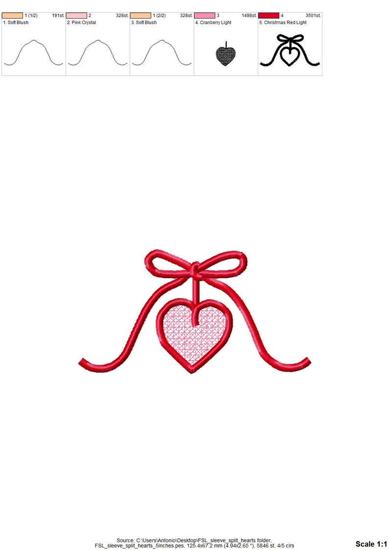 Valentine Heart FSL Split Seam Side Bow Machine Embroidery Designs ...