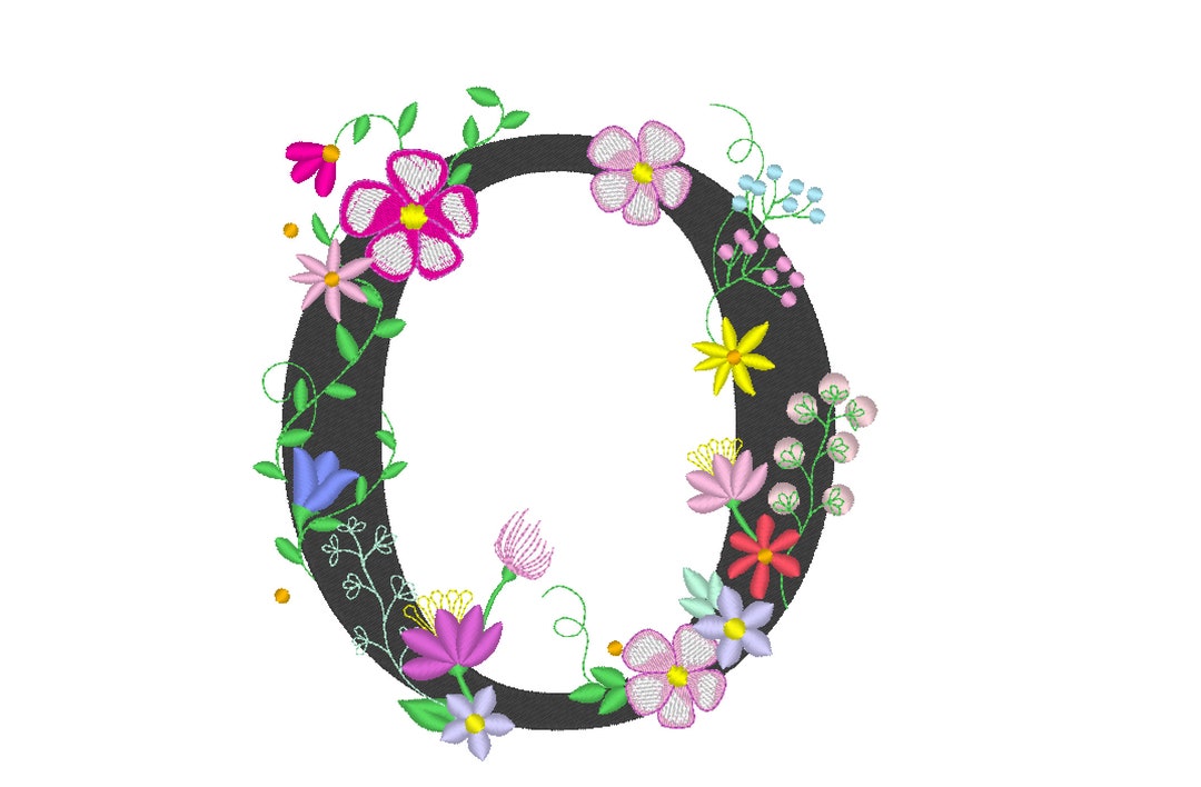 Floral Letter O Garden Flag Monogram Lace Swirl Flowers Block Font and ...