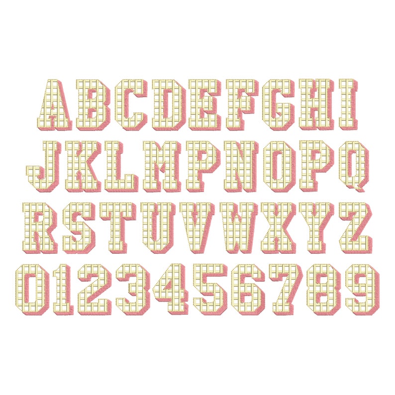 Checkers Patterned Font 3 Three Colors Shadow Alphabet Letters and ...