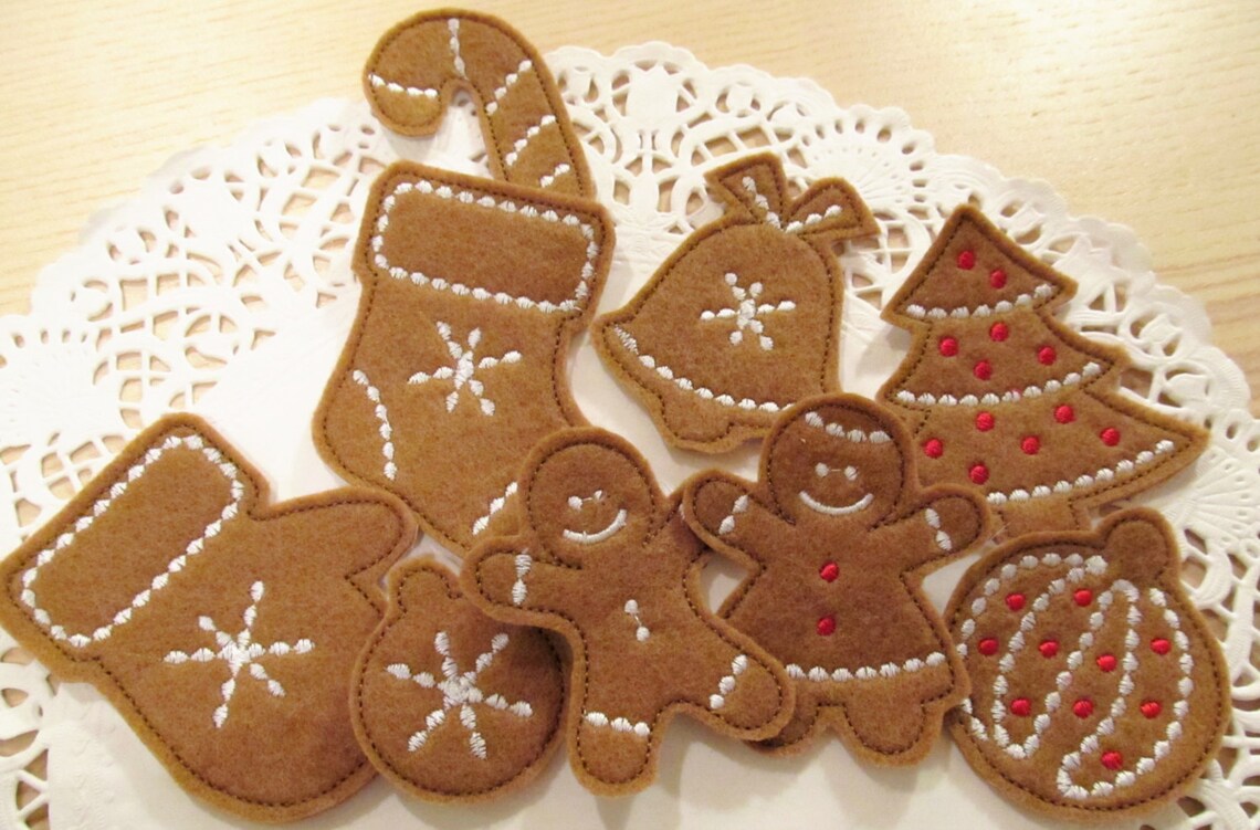 Ginger Man Ginger-breads Christmas Gingerbread Cookie SET of 9 Feltie ...
