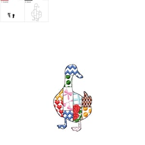 Patchwork Duck Farm Bird Animal Patterned Duck Silhouette Outline ...