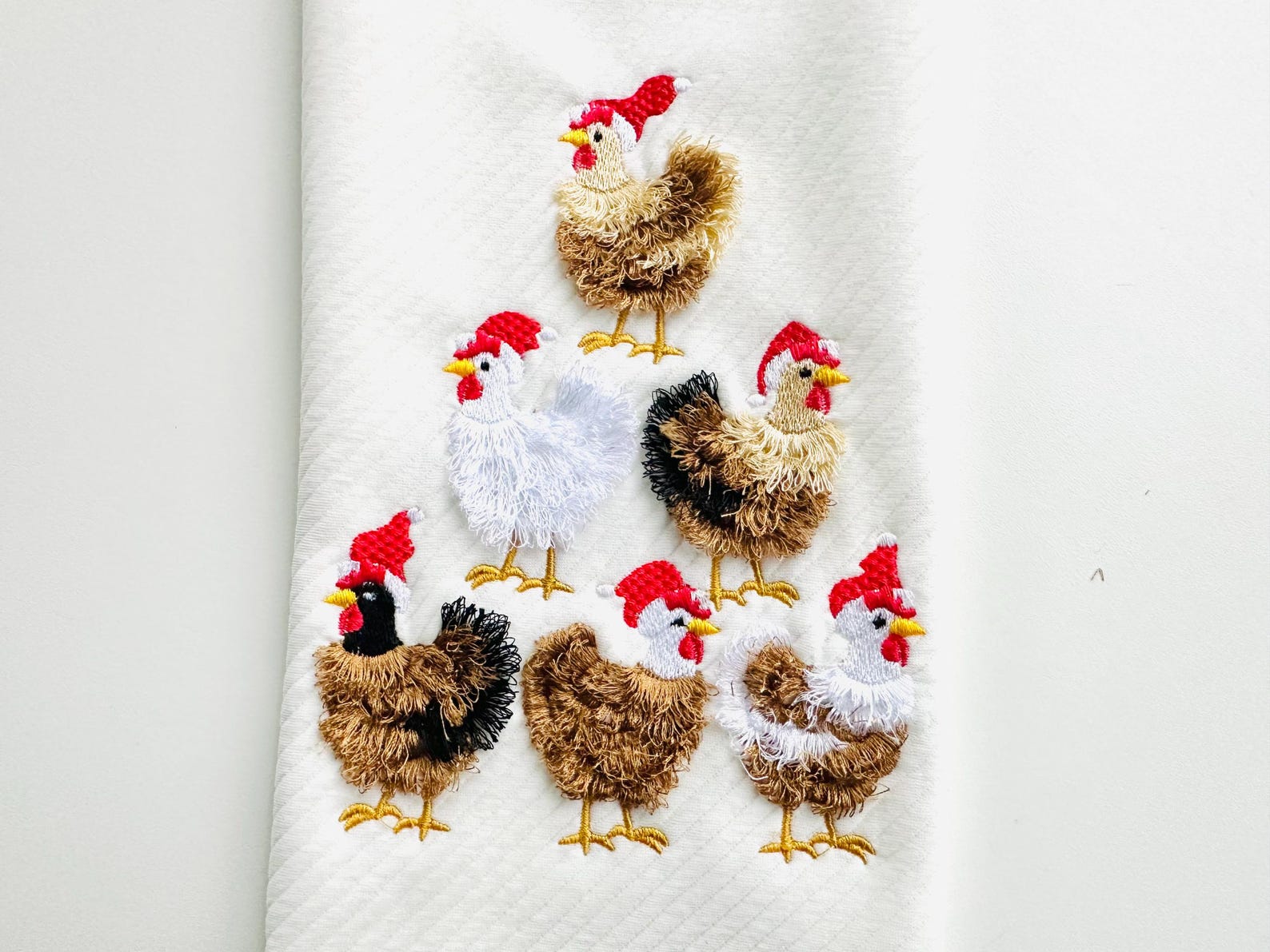 Awesome Chicken Flock With Santa Hat Machine Embroidery Designs Fringed ...