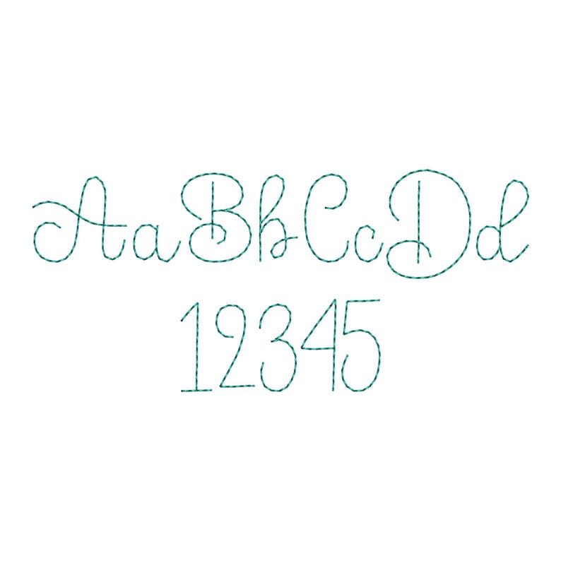 Handwritten Script FONT Buddy Bean Stitch Mini Sizes Alphabet Monogram ...
