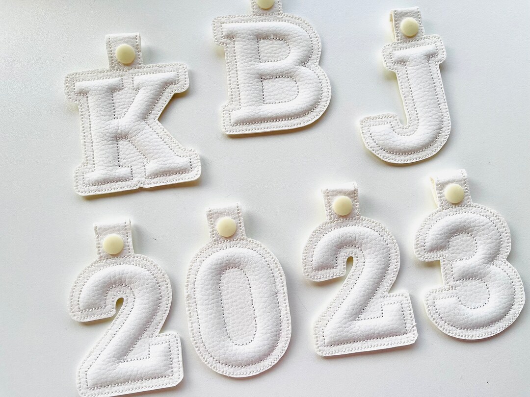 Puffy Puff Relief 3D Key Fob Snap Tab Monogram A-Z and Numbers 0-9 in ...