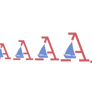 Satin Stitch Mini Boat Embroidery Fonts Sailing Alphabet Summer Font ...