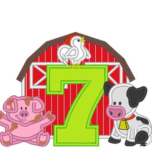 Farm Birthday Numbers WHOLE Set 1-9 With Cow Pig Horse and Rooster Cute ...
