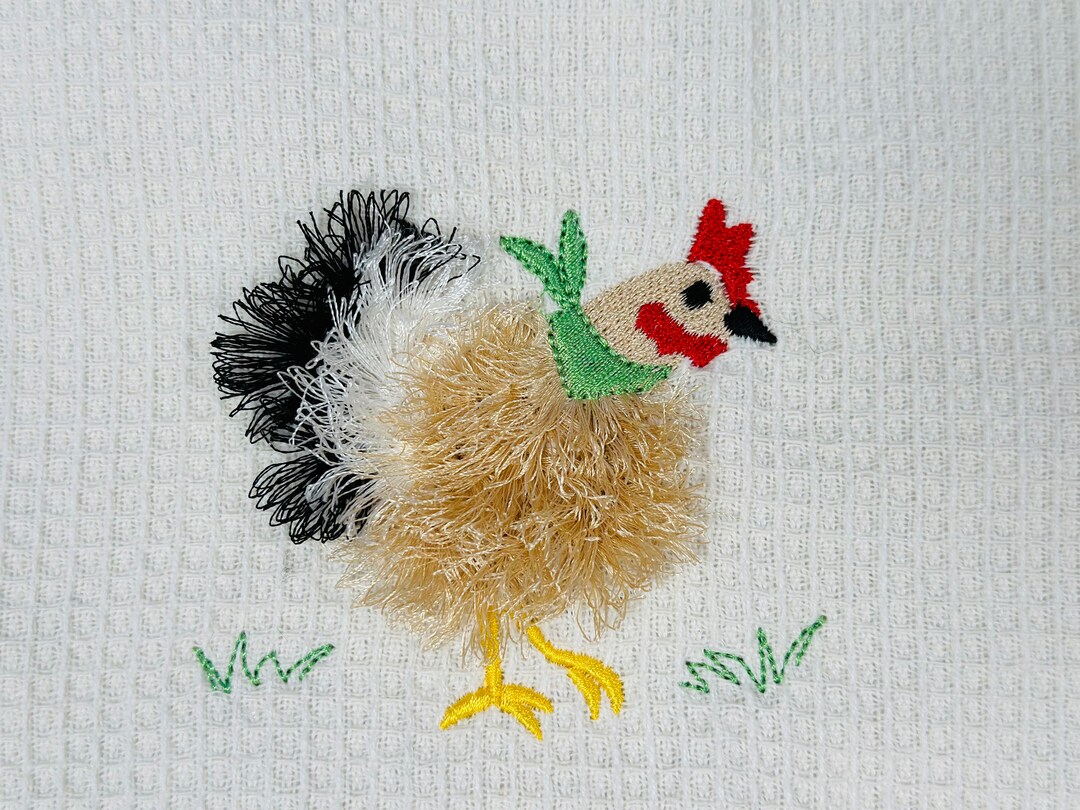 Fuzzy Chicken With Bandanna Farm Bird Fluffy Chicken Fringed Machine ...