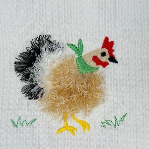 Fuzzy Chicken With Bandanna Farm Bird Fluffy Chicken Fringed Machine ...