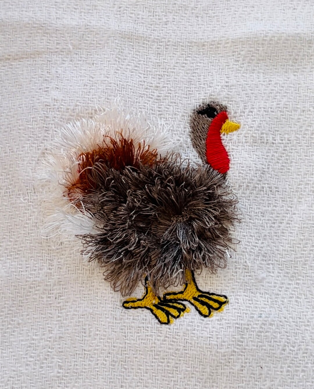 Fringed Fluffy Chenille Turkey Thanksgiving Thanks Fall Machine ...