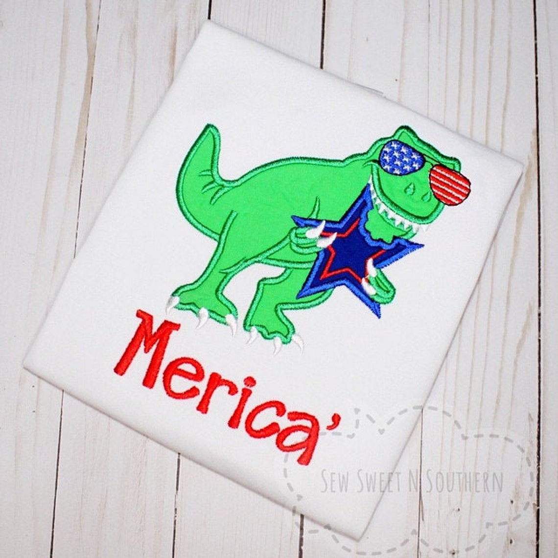 4th of July T-rex in Aviator Glasses Trex With Bitten Star | Etsy