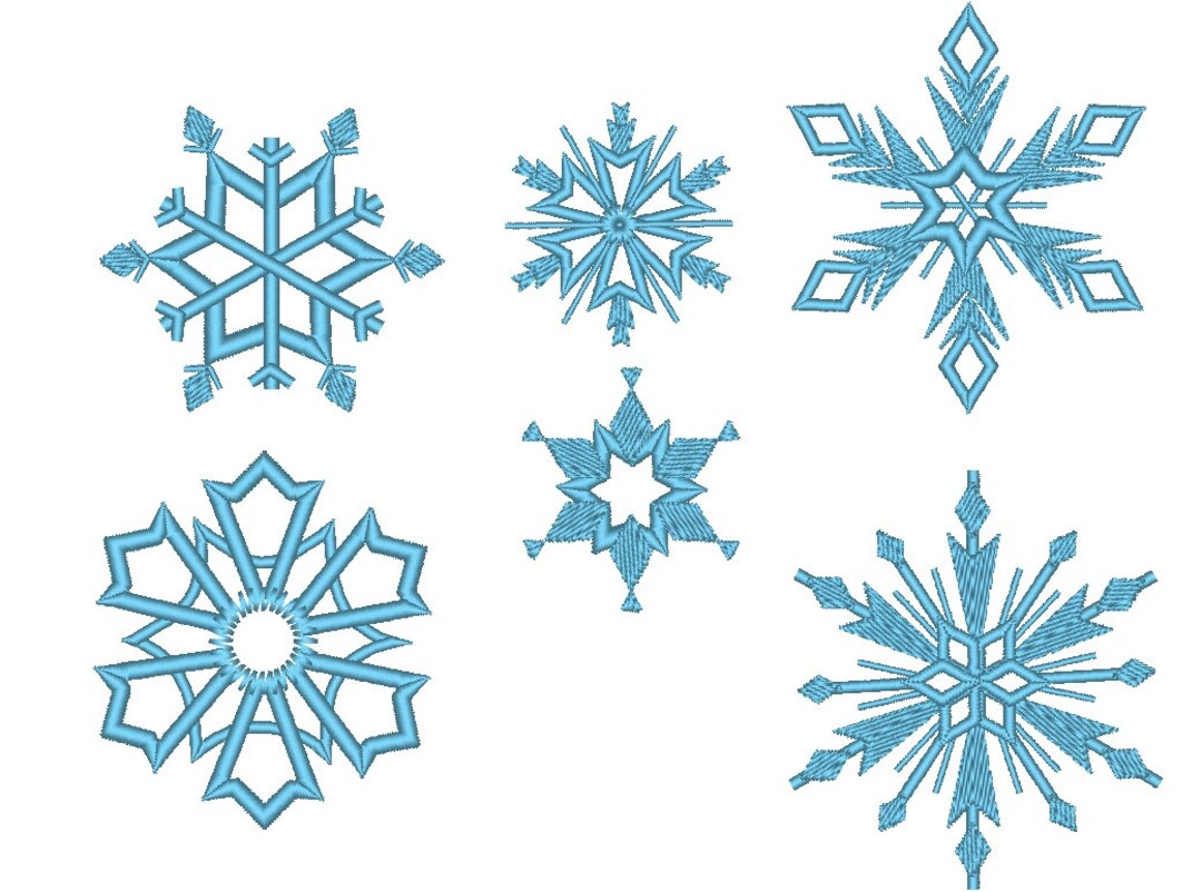 6 Snowflakes Machine Embroidery Designs SET of 6 Snowflake in Assorted ...