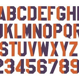 Block Varsity Collegiate Split Multicolored Font Fill Stitch 2 Color ...