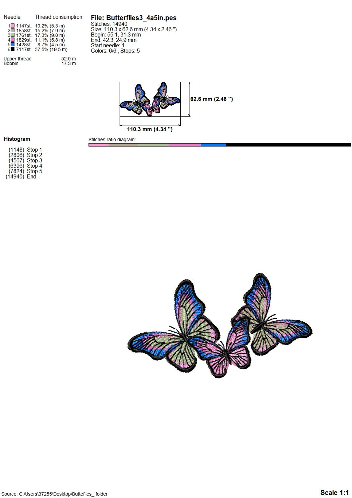 Realistic Small Butterflies 4 Types Machine Embroidery Designs | Etsy