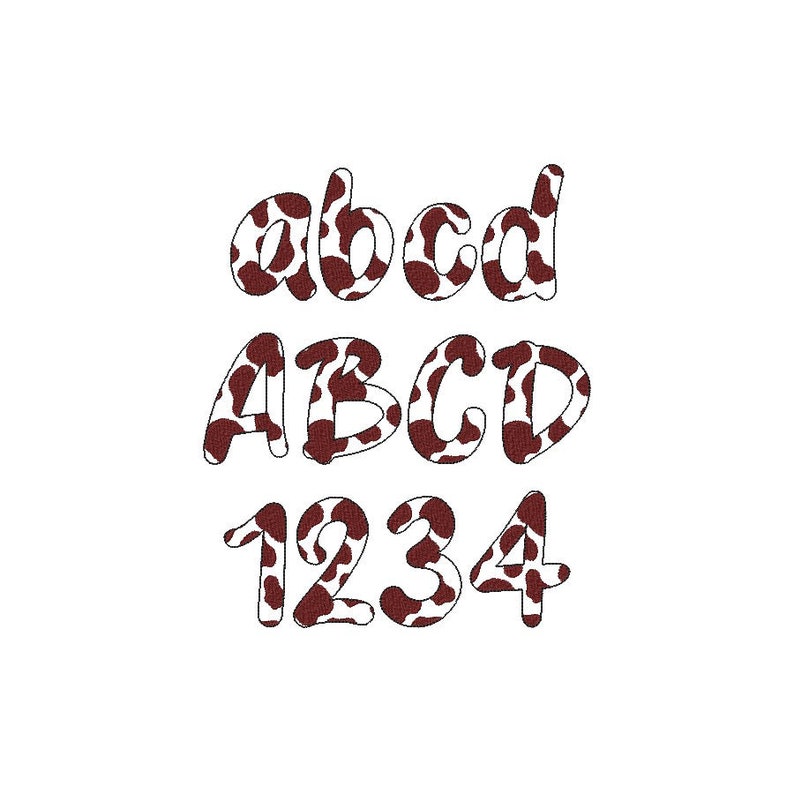 Entire Cow Spots Patterned Font Alphabet Letters Machine Embroidery ...