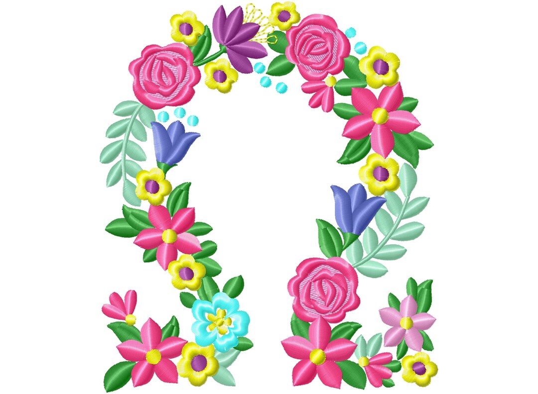 Fraternities & Sororities Floral Greek Font Letter OMEGA, Machine ...