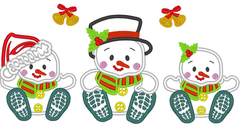 3 Little Snowman Babies, You Will Have Set of 3 Similar Designs, Great ...